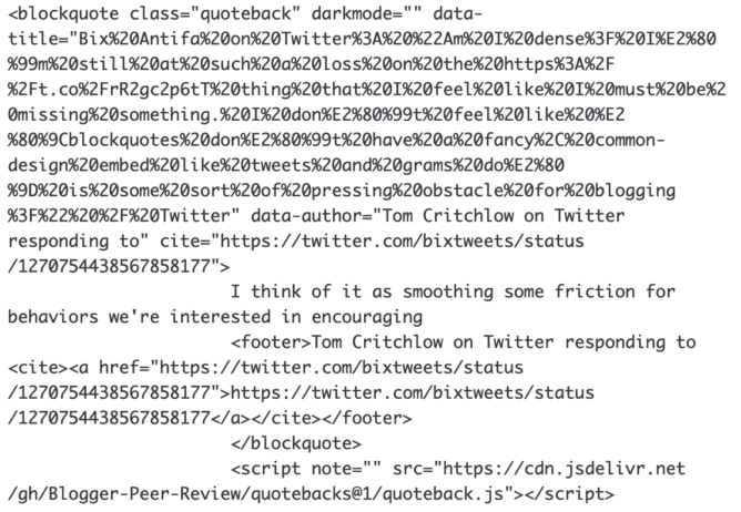 Quotebacks? Block-Quotes? – Interdependent Thoughts